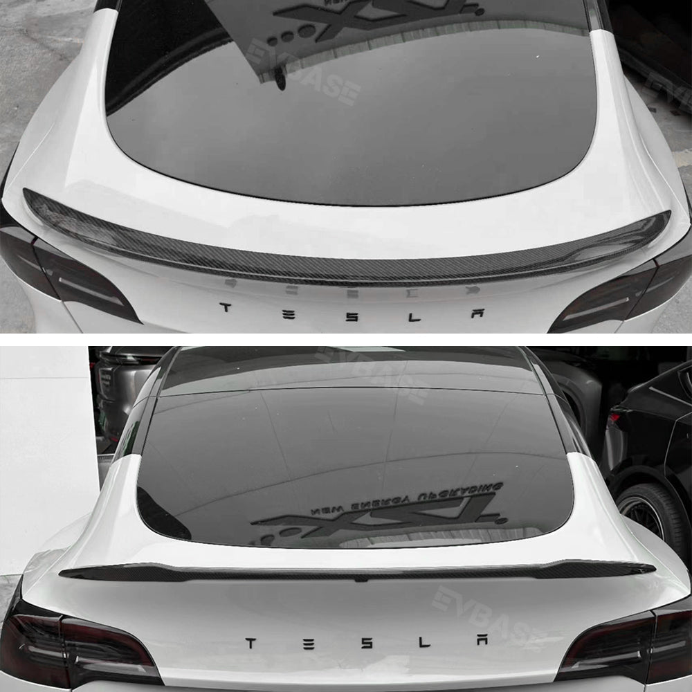 EVBASE Tesla Model Y Spoiler Real Carbon fiber Rear Trunk Lid Big Spor ...