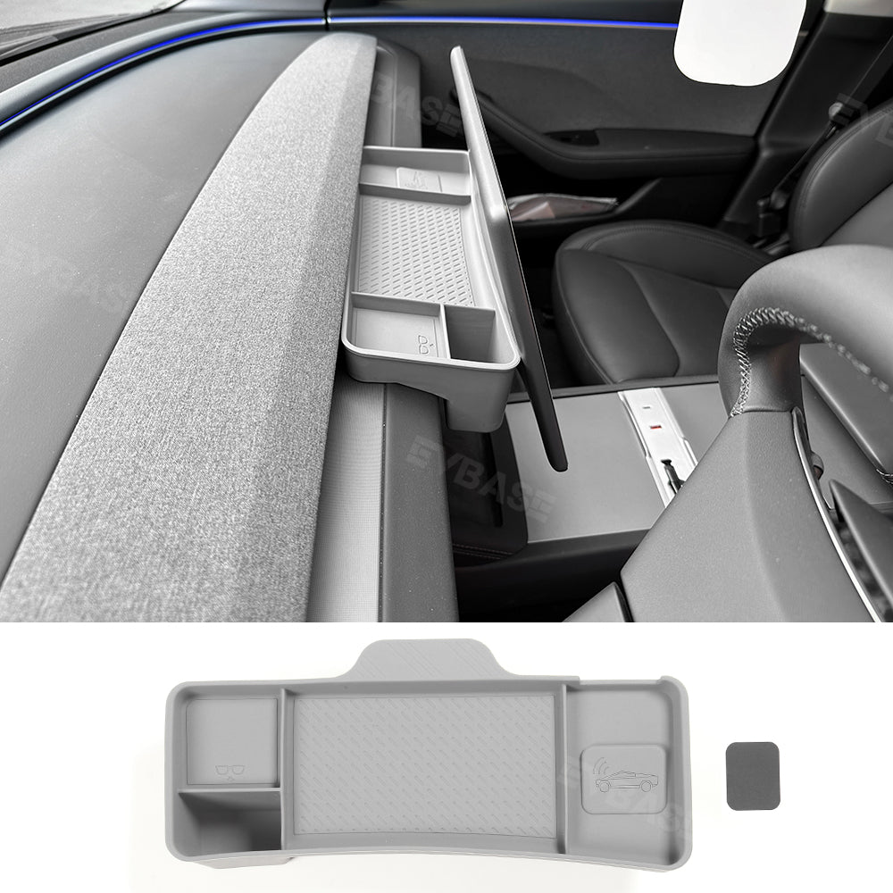 EVBASE Dashboard Screen Storage Box Rear Silicone Organizer Tray For T ...