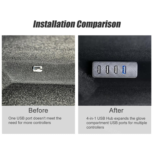Tesla Cybertruck Glove Box USB Hub 4-in-1 Docking Station for Dash Cam ...