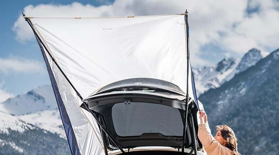 EVBASE Tesla Model Y Tailgate Camping Tent Portable Tarp Canopy Awning ...