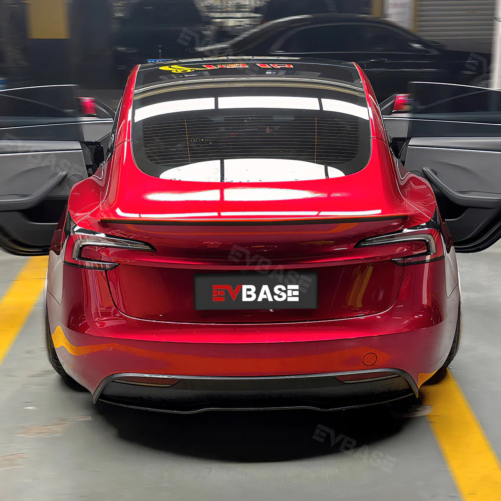 EVBASE Tesla Model 3 Highland Spoiler Wing Redline Real Carbon Fiber T ...