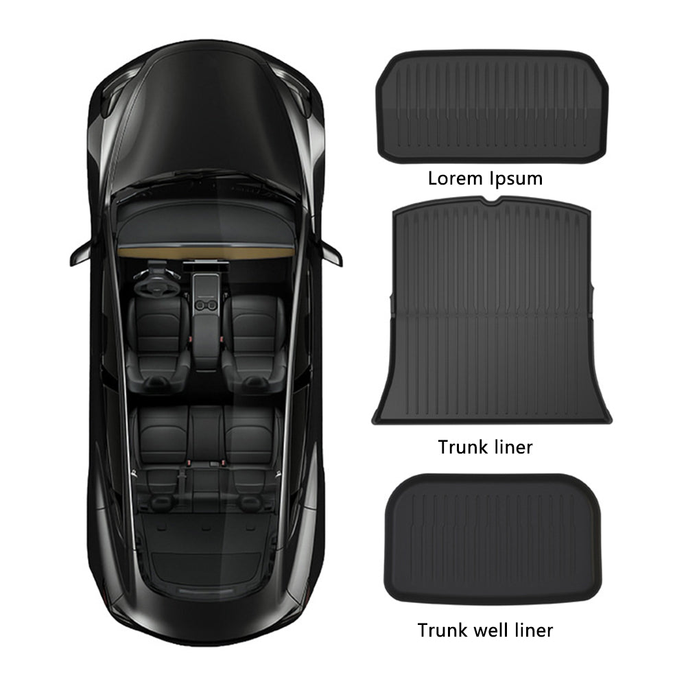 Tesla Model 3 Y Cargo Mat Cargo Liners 3D TPE All Weather Trunk Frunk ...