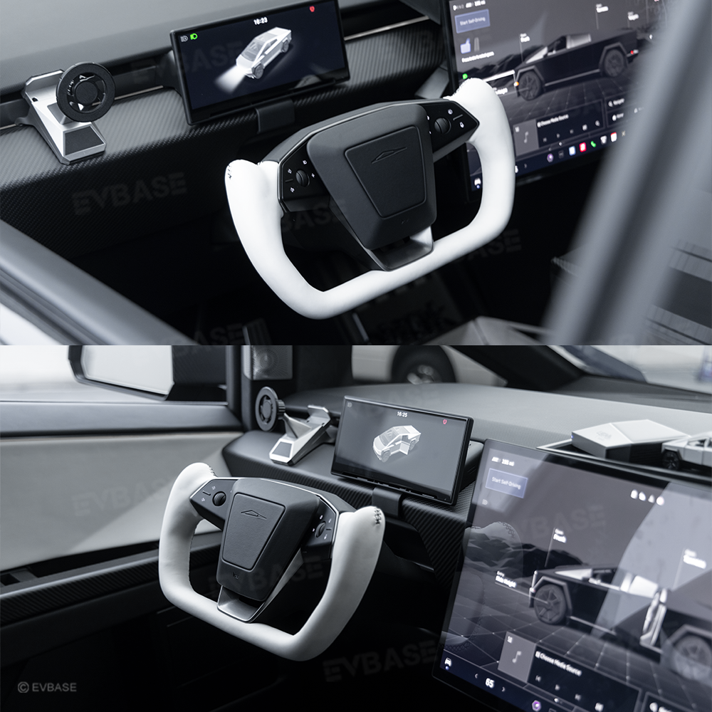 Cybertruck Yoke Steering Wheel Nappa Leather Real Molded Carbon Fiber ...
