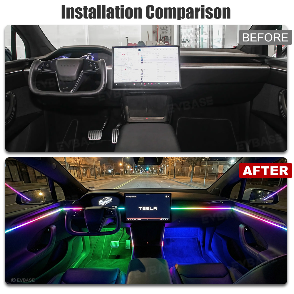Model X RGB Ambient Lighting Interior Streamer Light Kit LED Neon Ligh ...