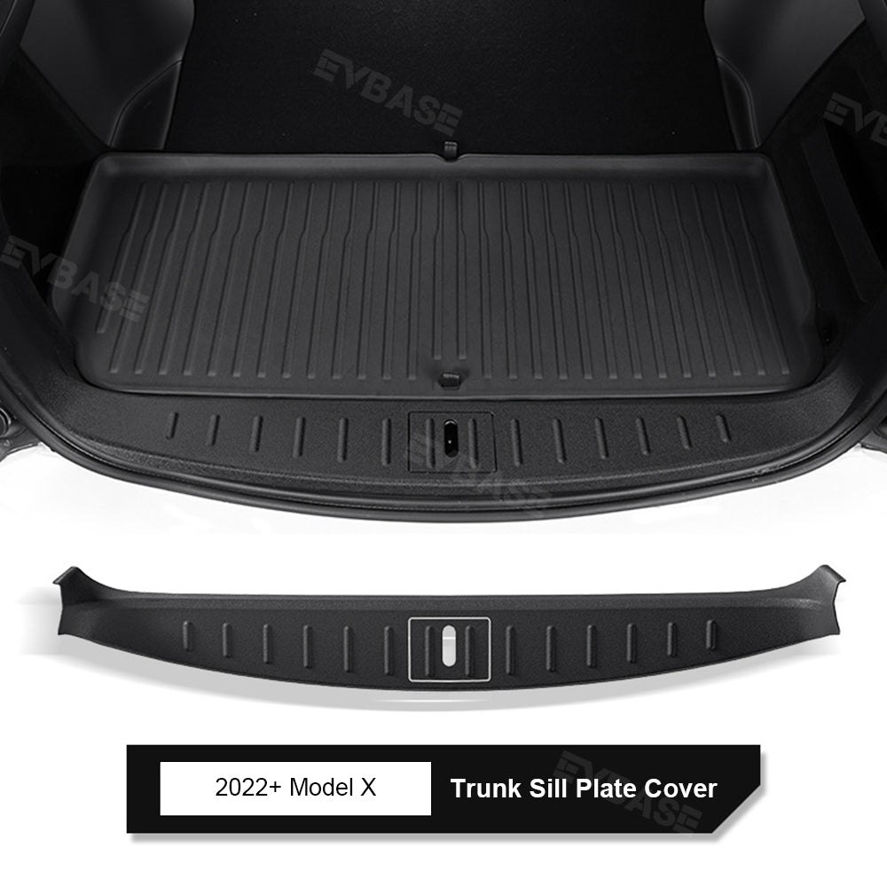 EVBASE Tesla Model X/S Trunk Sill Plate Cover Rear Bumper Protector Gu ...