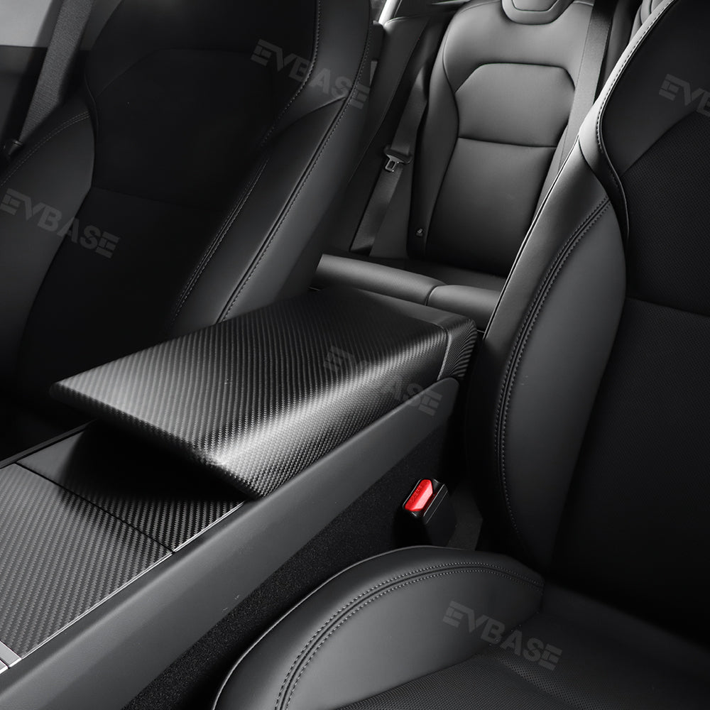 EVBASE Tesla Model 3 Highland Armrest Box Cover Real Carbon Fiber Cent ...