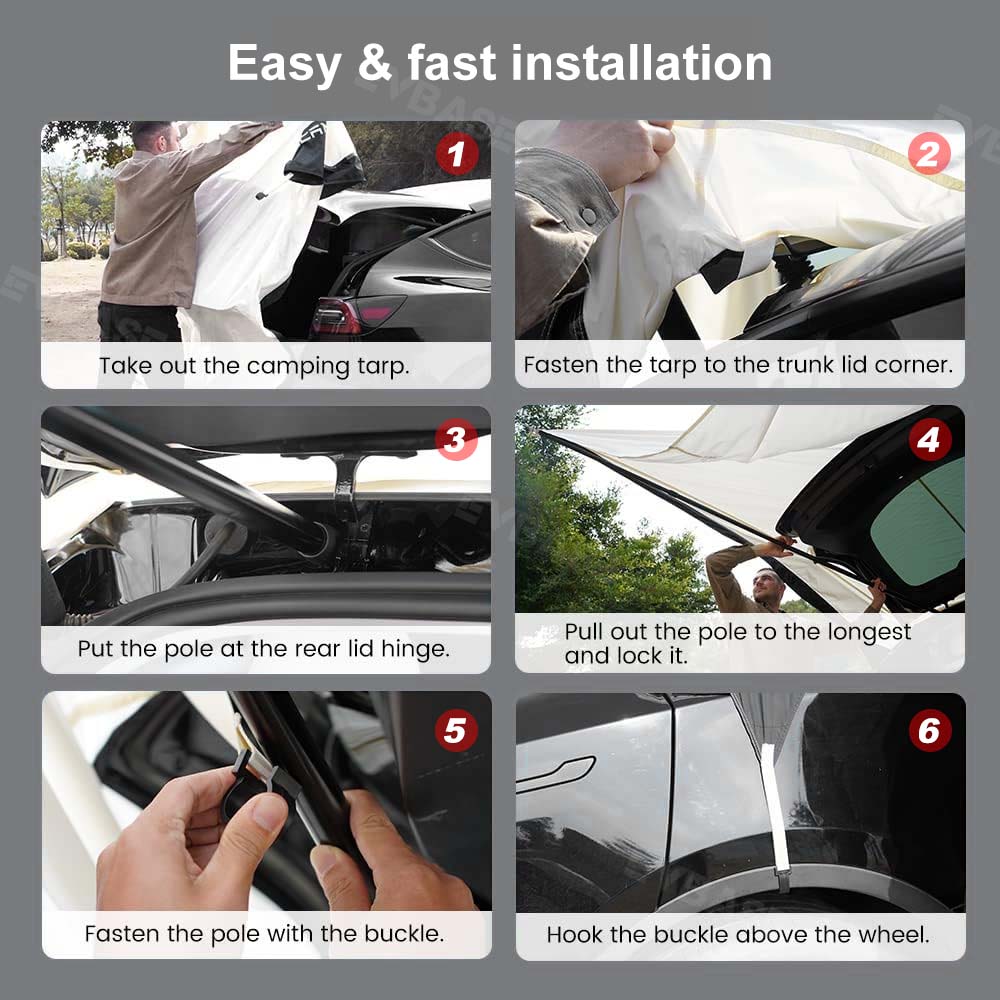EVBASE Tesla Model Y Tailgate Camping Tent Portable Tarp Canopy Awning ...