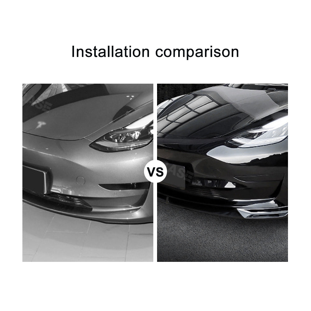 EVBASE Tesla Model Y Front Bumper Lip Kit ABS Apron Fascia Front Spoil ...