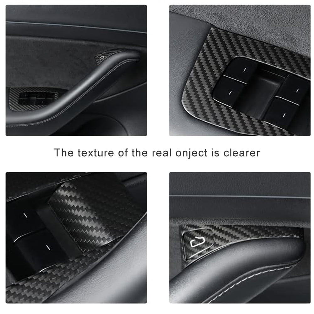 EVBASE Carbon Fiber Tesla Window Lift Button Trim Switch Cover Tesla M ...