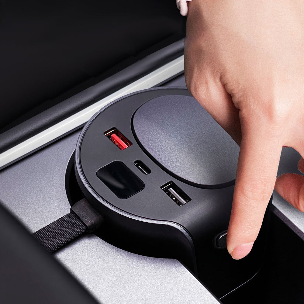Tesla Model 3 Y center docking station extender USB Hub Cup Holder Con ...