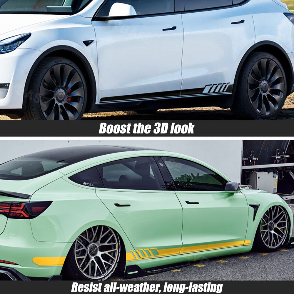 EVBASE Side Skirt Decals DIY Stickers Body Side Racing Stripe Stickers ...