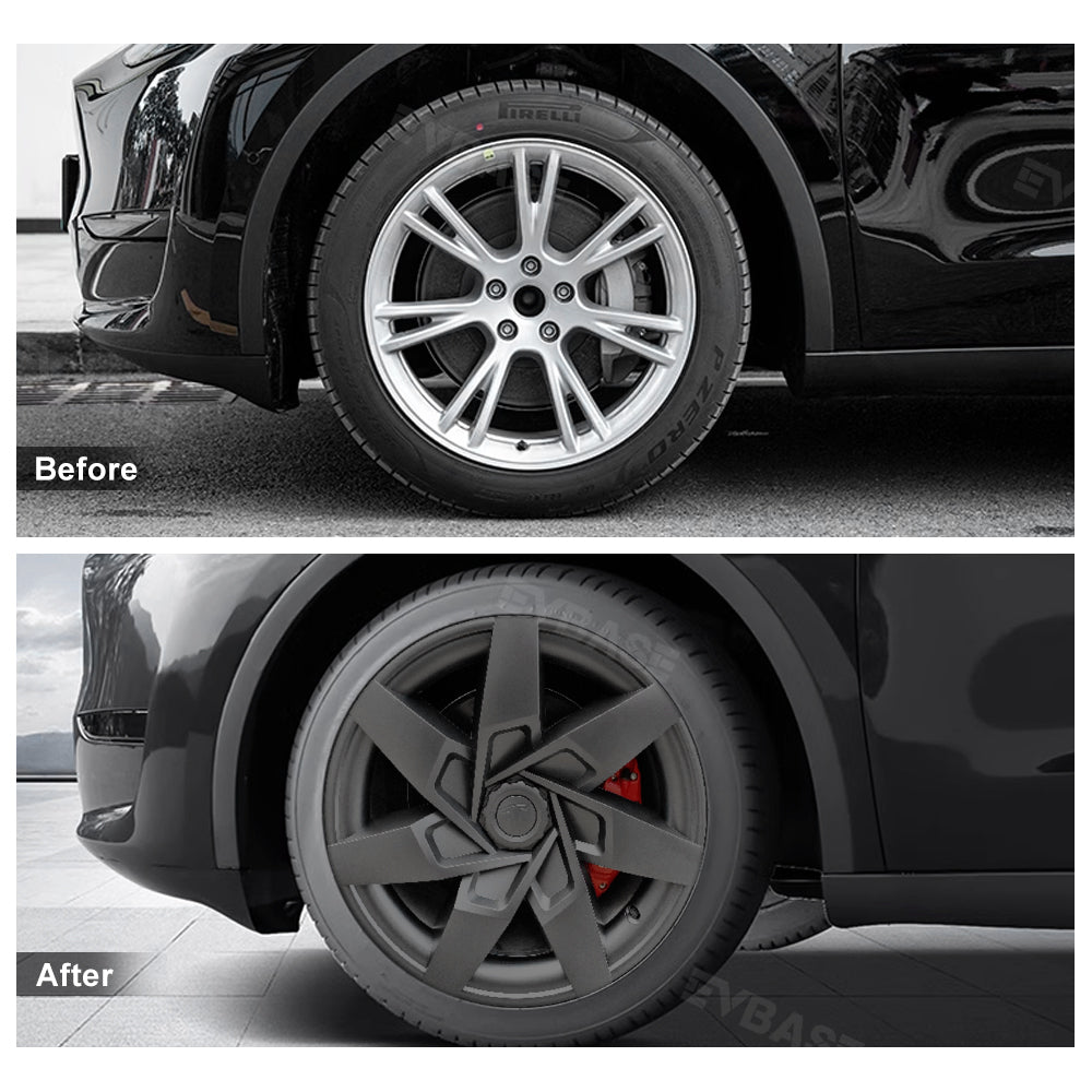 EVBASE Tesla Model Y 19-inch Wheel Covers Hub Caps Replacement Matte W ...