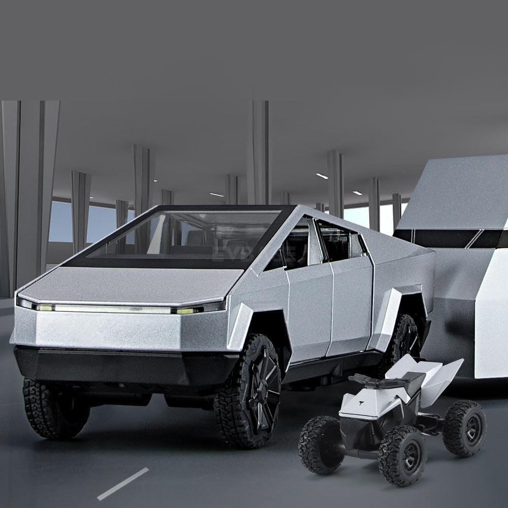 Tesla Cybertruck Pickup Trailer RV Model Kit Alloy Tesla Model Diecast ...