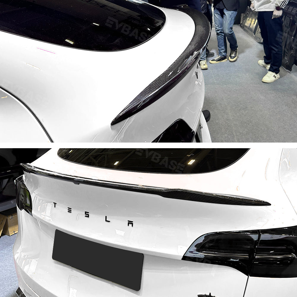 EVBASE Tesla Model Y Spoiler Real Carbon fiber Rear Trunk Lid Big Spor ...