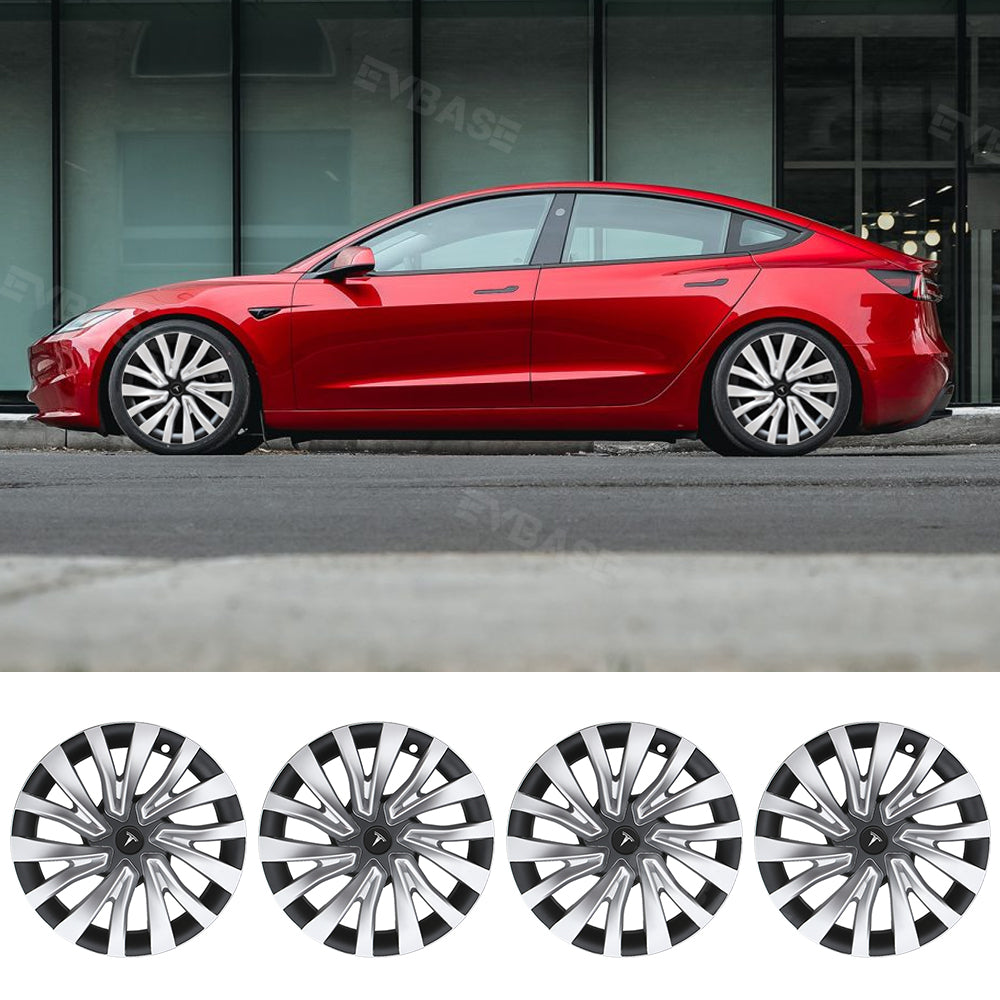 Whirlwind Style Wheel Hubcap for Tesla 2024 Model 3 Highland 18 Phonton Wheels 4pcs Matte Black