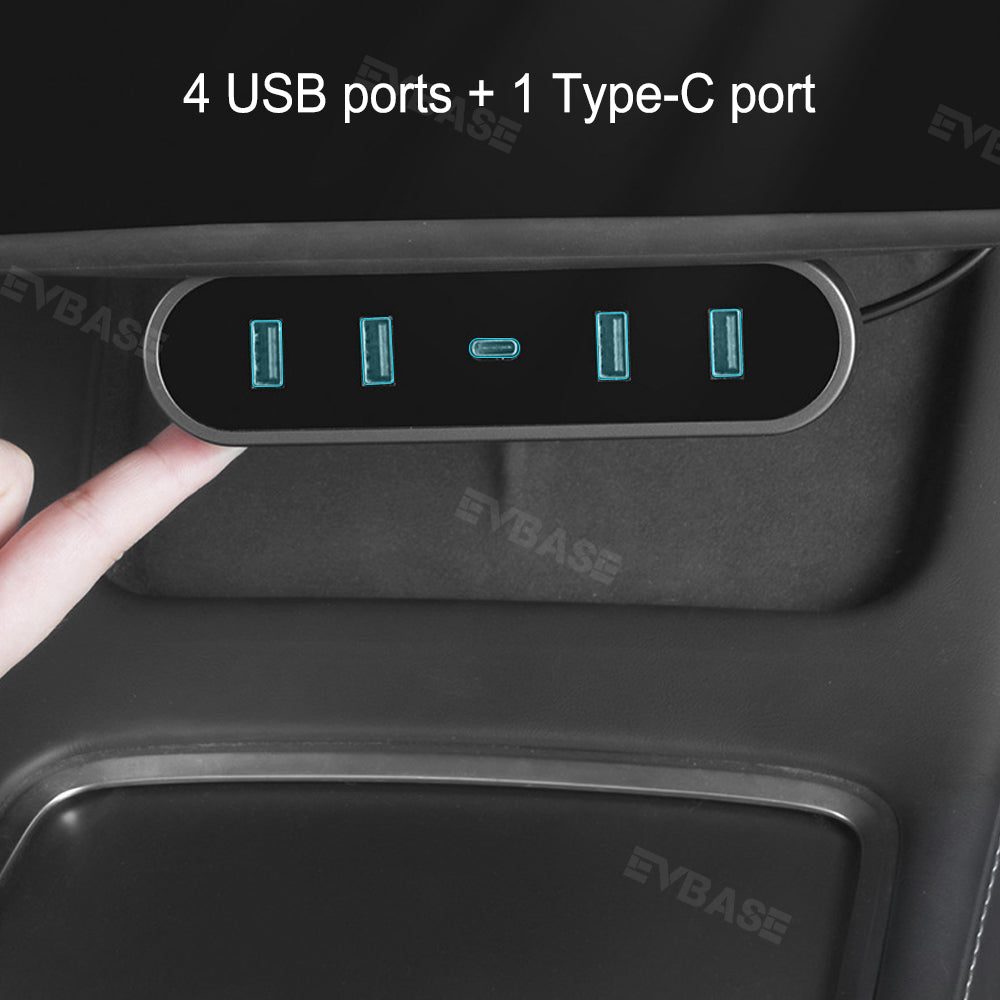 EVBASE Tesla Model 3/Y/3 Highland USB Hub Folding Docking Station Cent ...