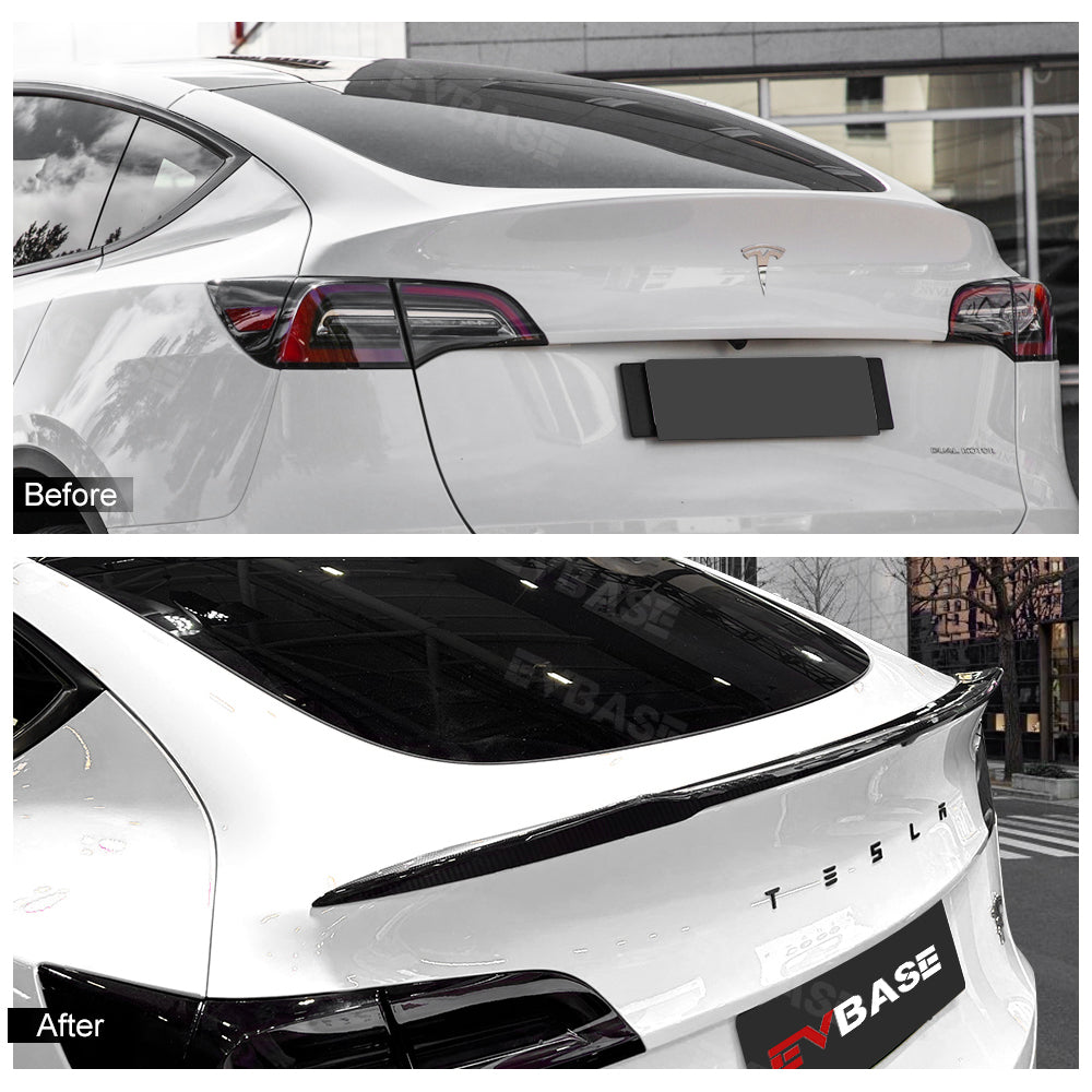 EVBASE Tesla Model Y Spoiler Real Carbon fiber Rear Trunk Lid Big Spor ...