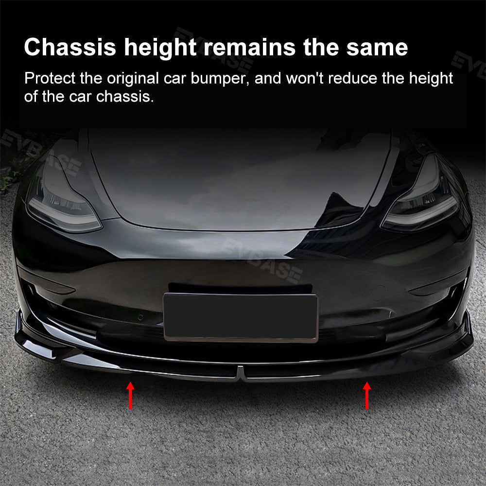EVBASE Tesla Model Y Front Bumper Lip Kit ABS Apron Fascia Front Spoil ...