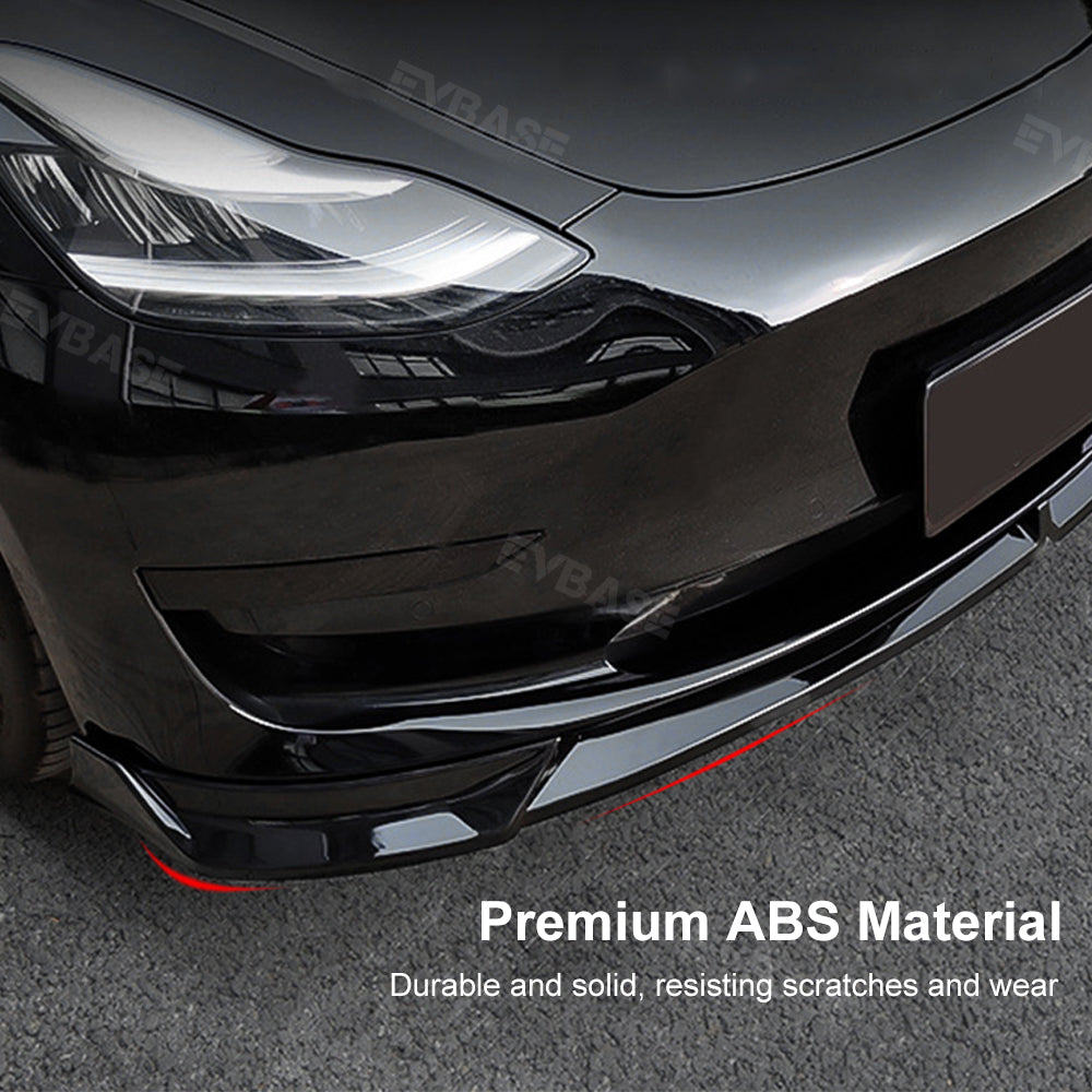 EVBASE Tesla Model Y Front Bumper Lip Kit ABS Apron Fascia Front Spoil ...