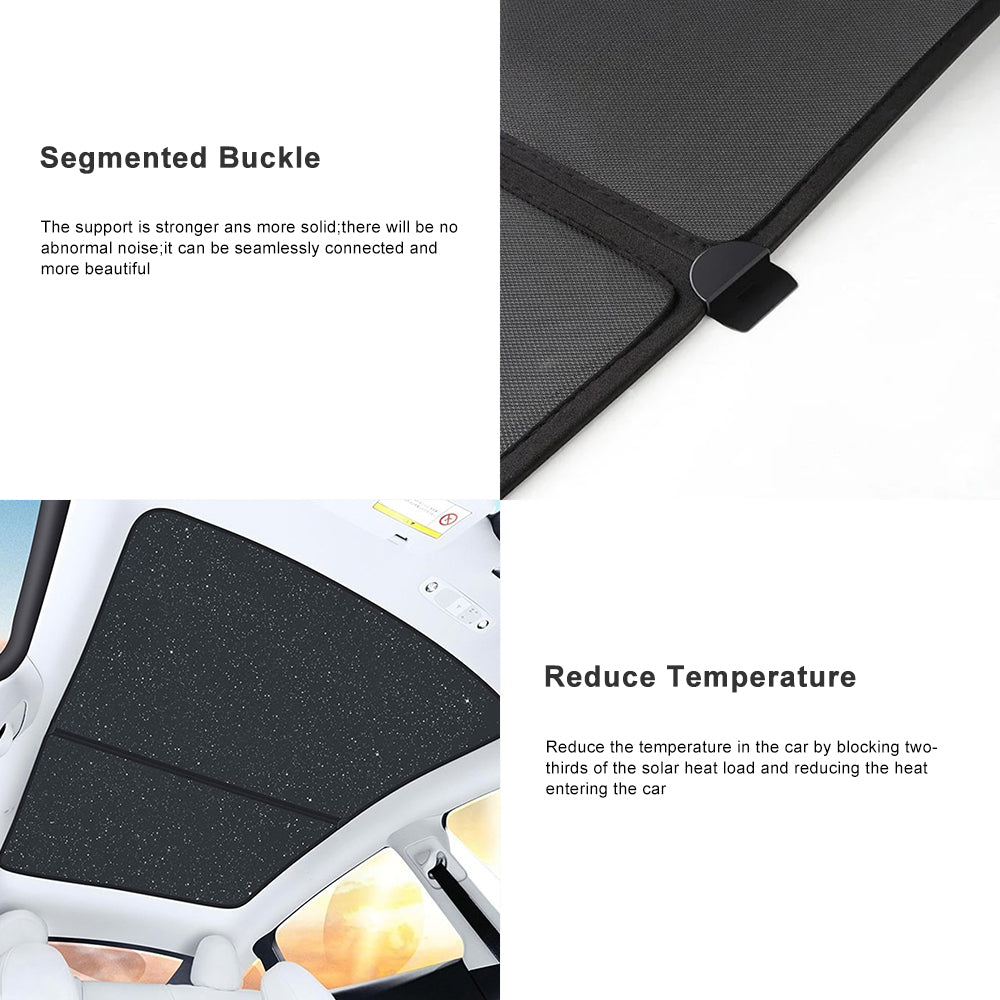 EVBASE Tesla Model Y Starry Sky Sunroof Sunshade with Silver Coated Cl ...