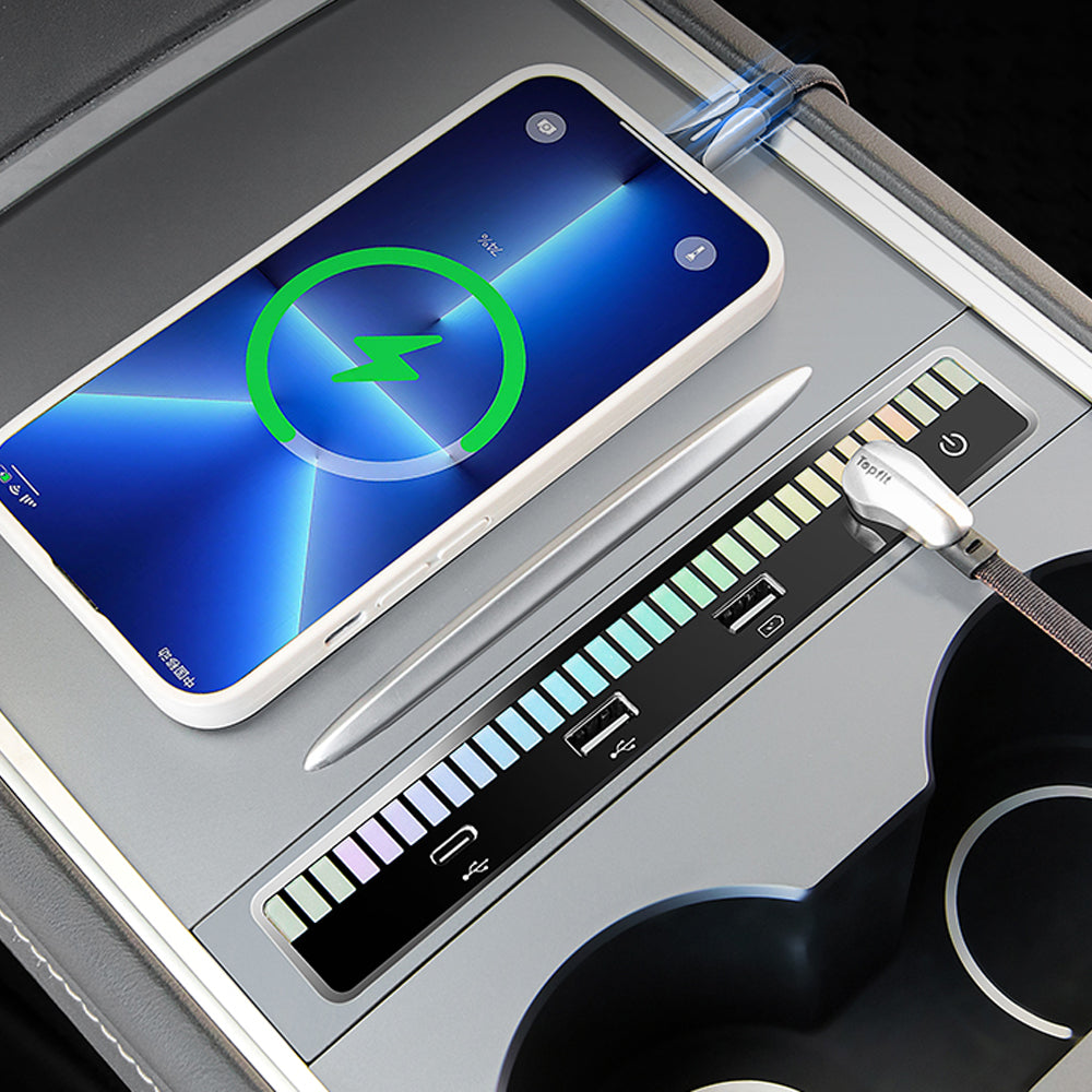 Evbase Tesla Model 3 Model Y USB Hub Adapter With Ambient Light 4 in 1 ...