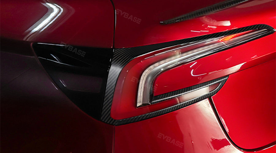 EVBASE Tesla Model 3 Highland Rear Tail Light Cover Real Carbon Fiber ...