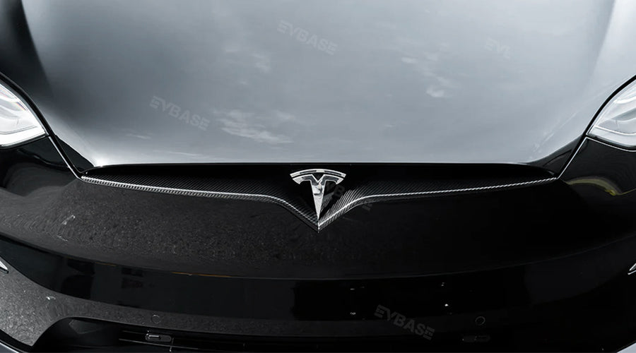 EVBASE Tesla Model S/X Front End Inlay Real Carbon Fiber Decorative V ...