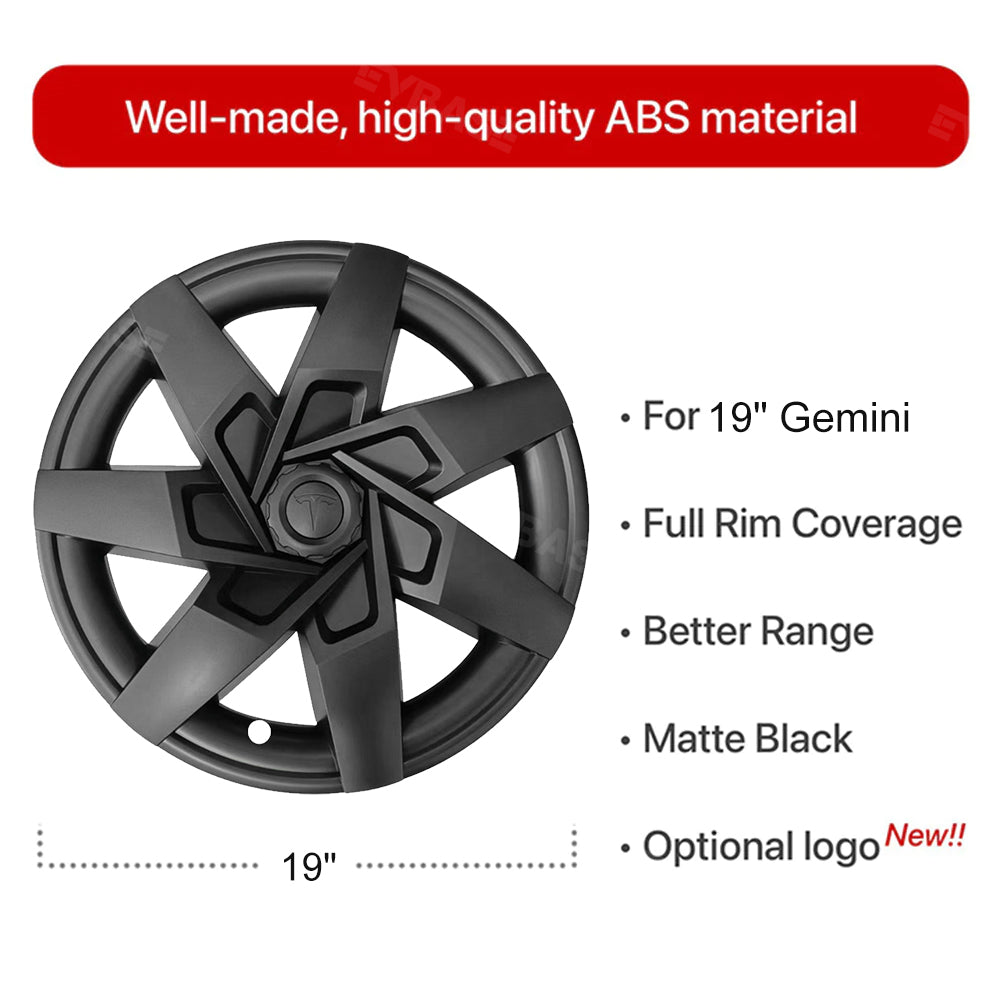 EVBASE Tesla Model Y 19-inch Wheel Covers Hub Caps Replacement Matte W ...