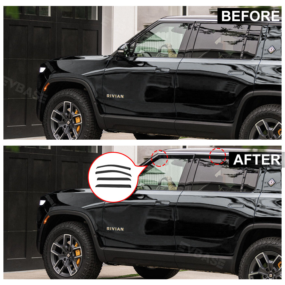 Rivian R1S Rain Guards Side Window Deflectors PMMA Outside Mount Vent ...