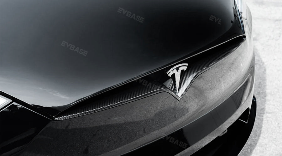 EVBASE Tesla Model S/X Front End Inlay Real Carbon Fiber Decorative V ...