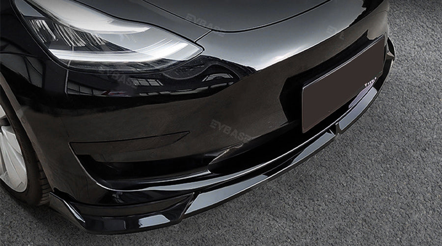 EVBASE Tesla Model Y Front Bumper Lip Kit ABS Apron Fascia Front Spoil ...