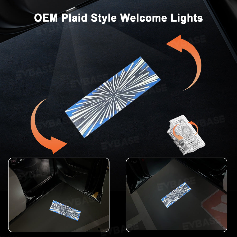 Door Plaid Projector Lights for Tesla Model 3/Y Ultra-Bright OEM Style ...