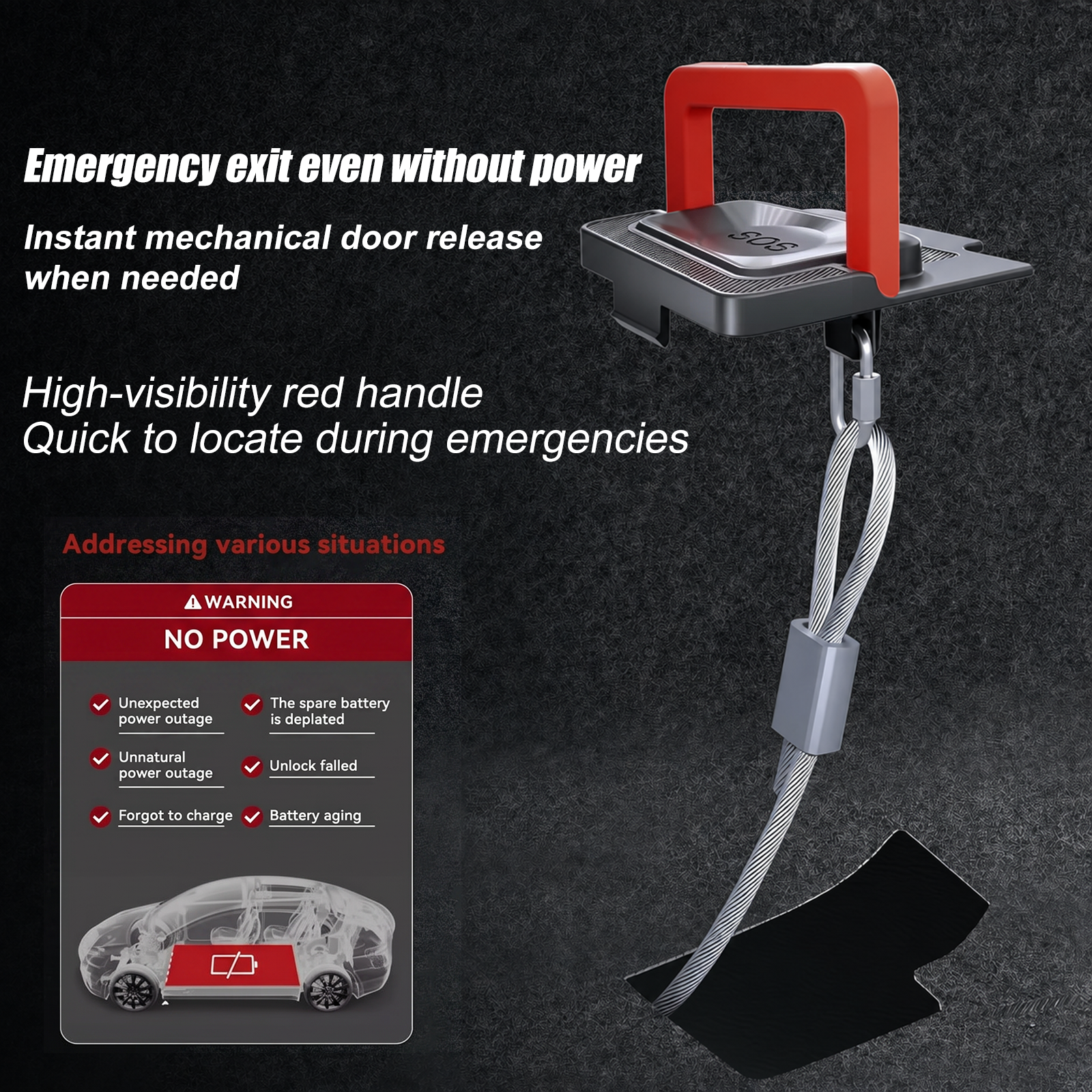 Model 3 Highland Rear Door Emergency Release Pull Handle Safety Escape ...