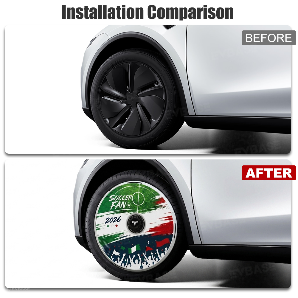 Model Y Juniper Aero Wheel Covers International Soccer Style Hubcaps f ...