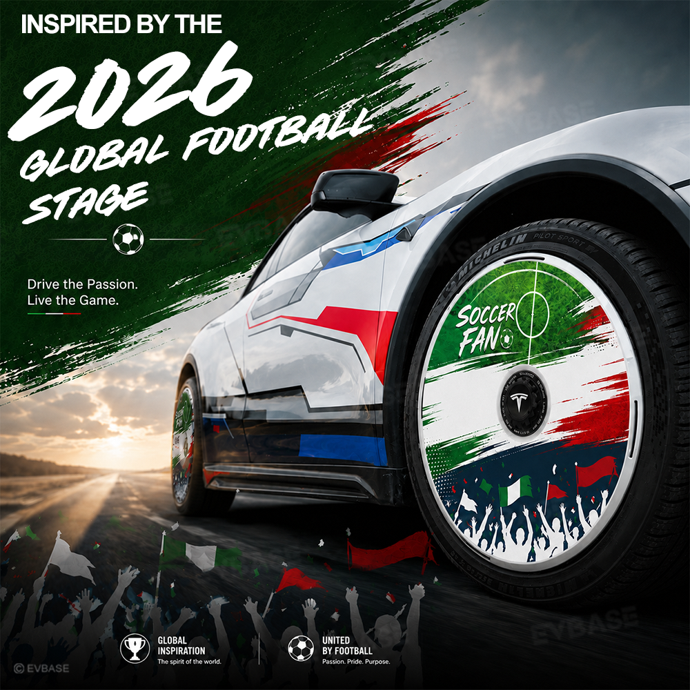 Model Y Juniper Aero Wheel Covers International Soccer Style Hubcaps f ...