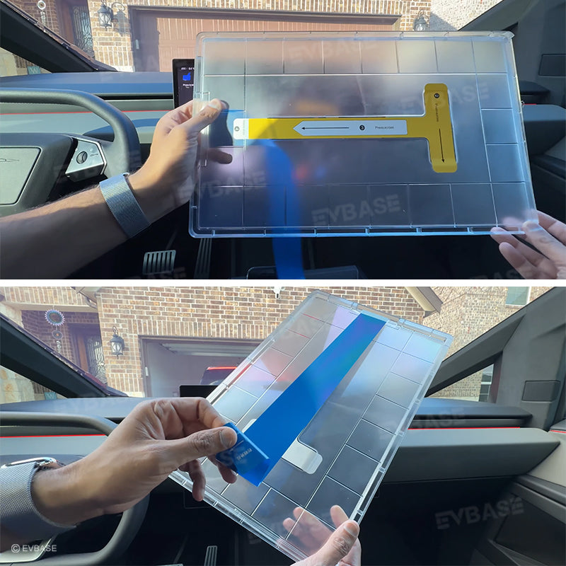 Tesla Cybertruck Screen Protectors Tempered Glass Front Infotainment s EVBASE Premium EV Tesla Accessories