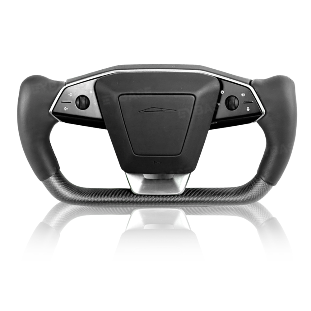 Cybertruck Yoke Steering Wheel Nappa Leather Real Molded Carbon Fiber ...