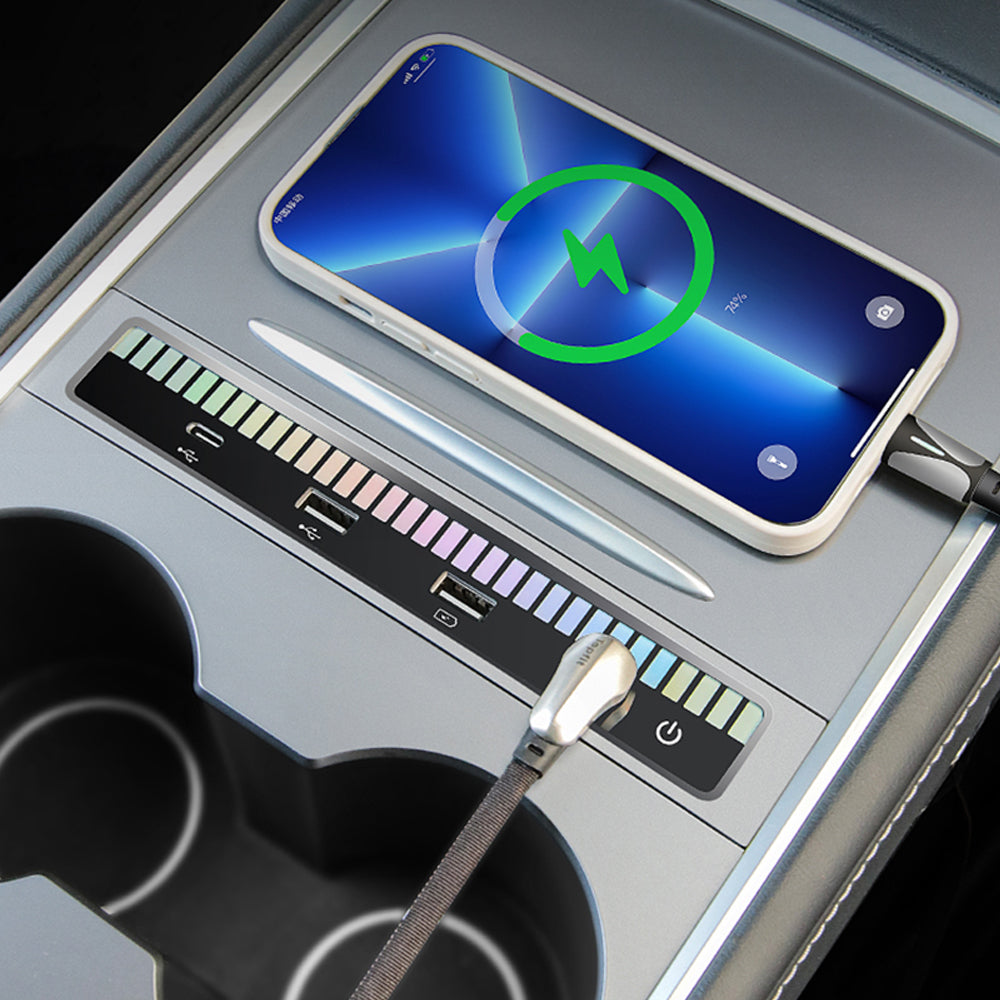 Tesla Model 3 Model Y USB Hub Adapter With Ambient Light 4 in 1 Multip ...