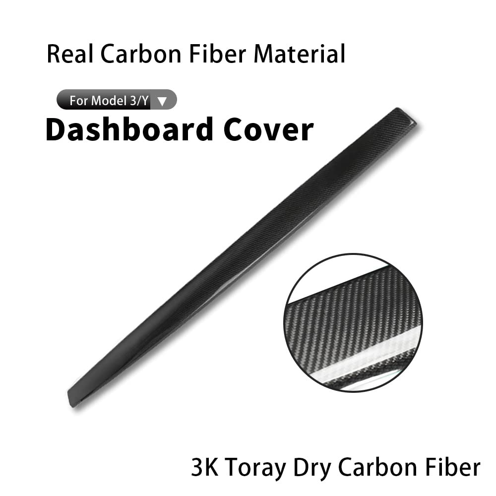 EVBASE Real Carbon Fiber Tesla Dashboard Front Door Cover Trim For Mod ...