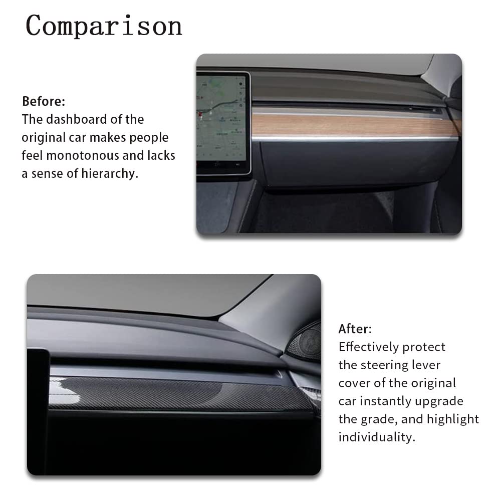 EVBASE Real Carbon Fiber Tesla Dashboard Front Door Cover Trim For Mod ...